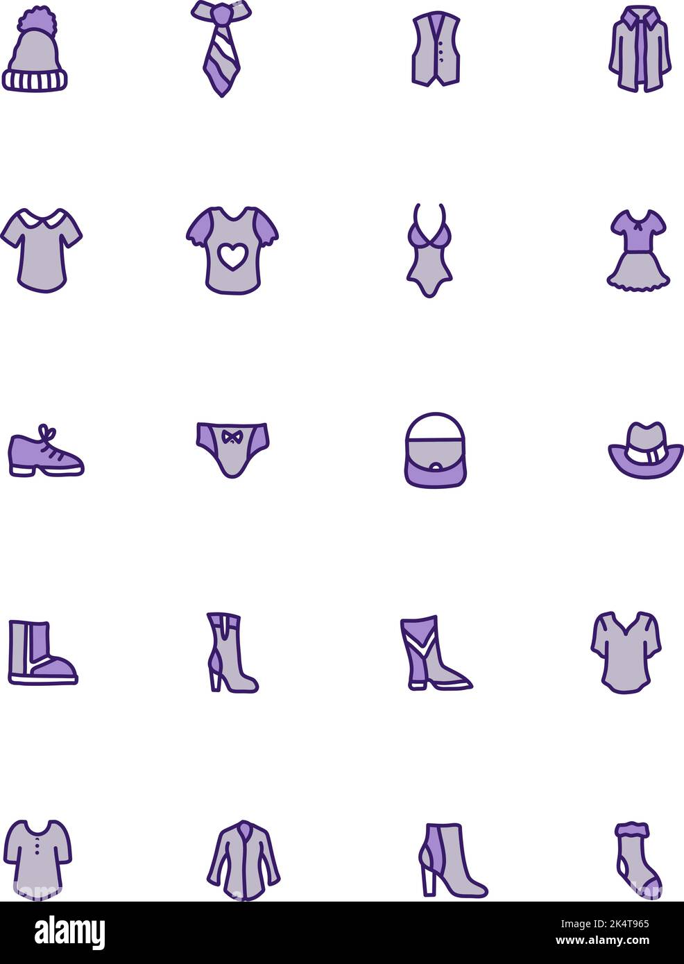 Purple fashion clothes, illustration, vector on a white background ...