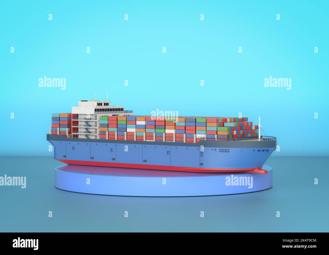 3d rendering cargo ship or vessel with containers Stock Photo - Alamy