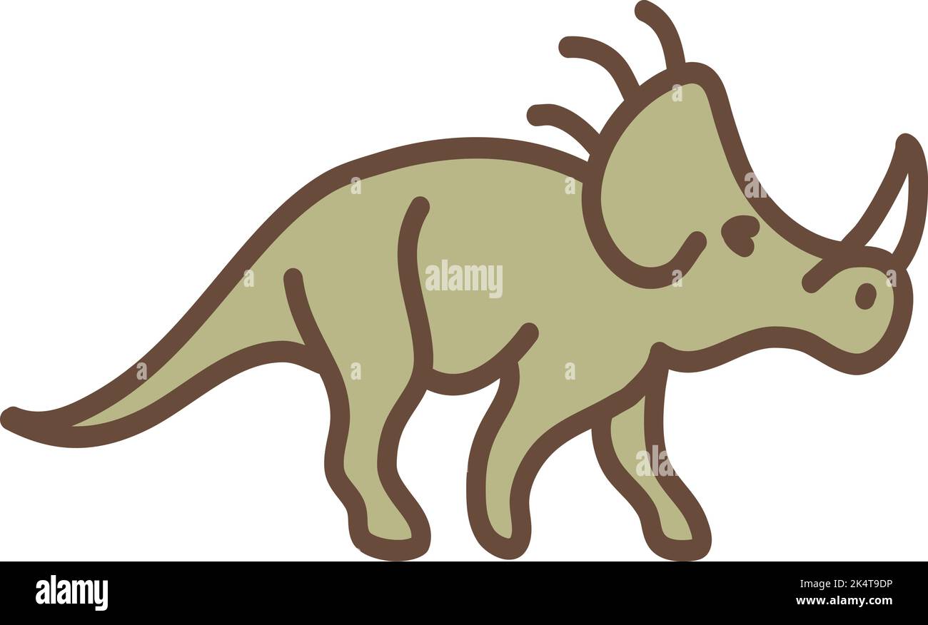 Dinosaur with sharp horn, illustration, vector on a white background ...