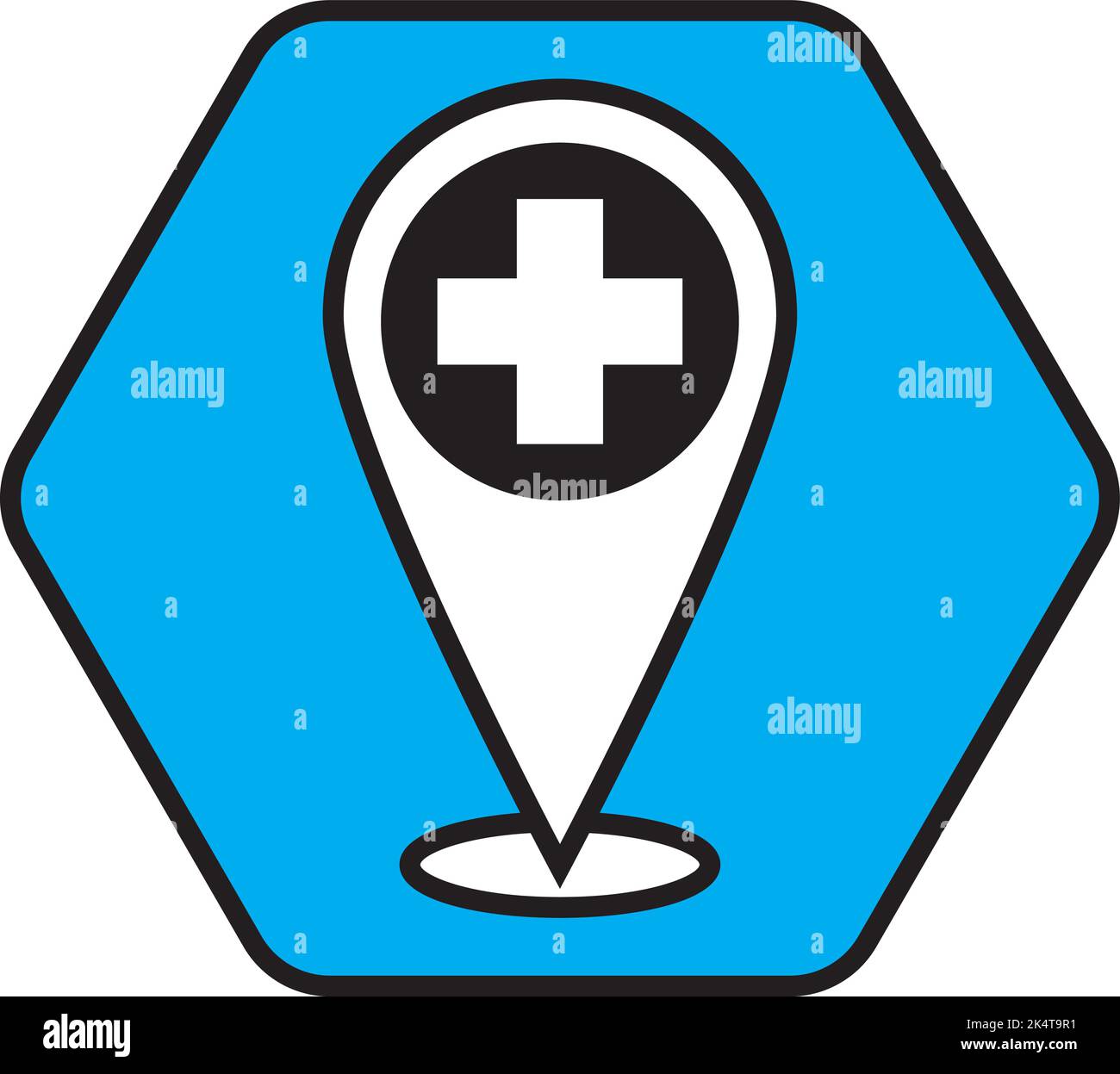 Hospital location, illustration, vector on a white background Stock ...