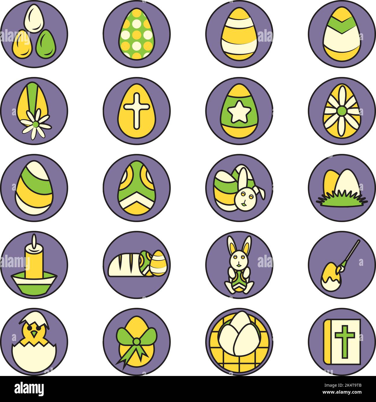 Easter eggs icon pack, illustration, vector on a white background Stock ...