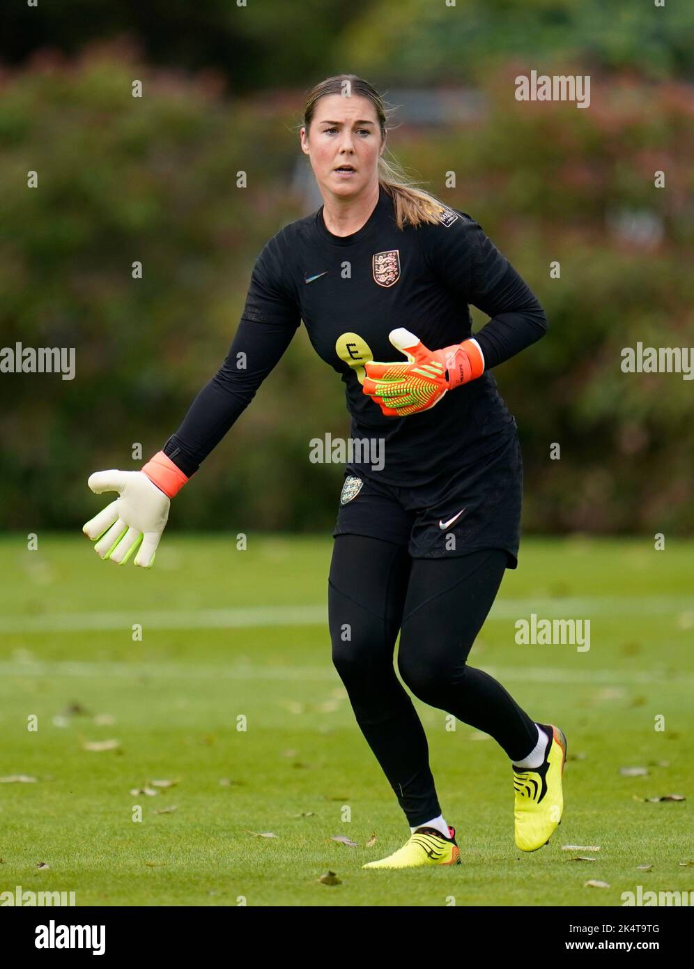England Goalkeeper Mary Earps During A Training Session At The Lensbury