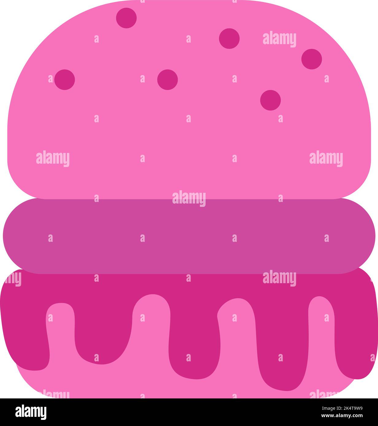 Pink burger, illustration, vector on a white background Stock Vector ...