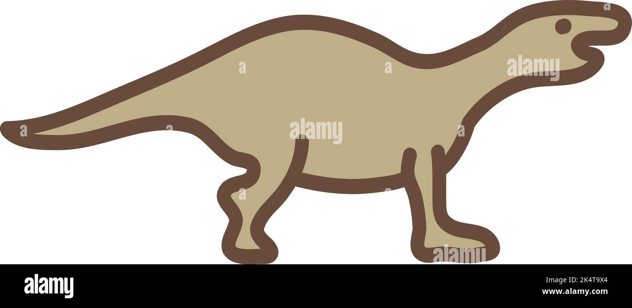 Brown long dinosaur, illustration, vector on a white background Stock ...
