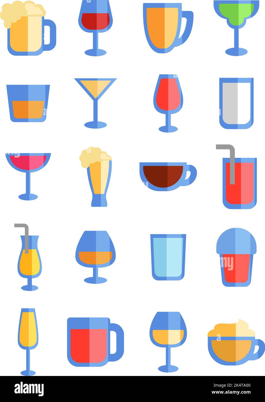 Drinks icon pack, illustration, vector on a white background Stock ...