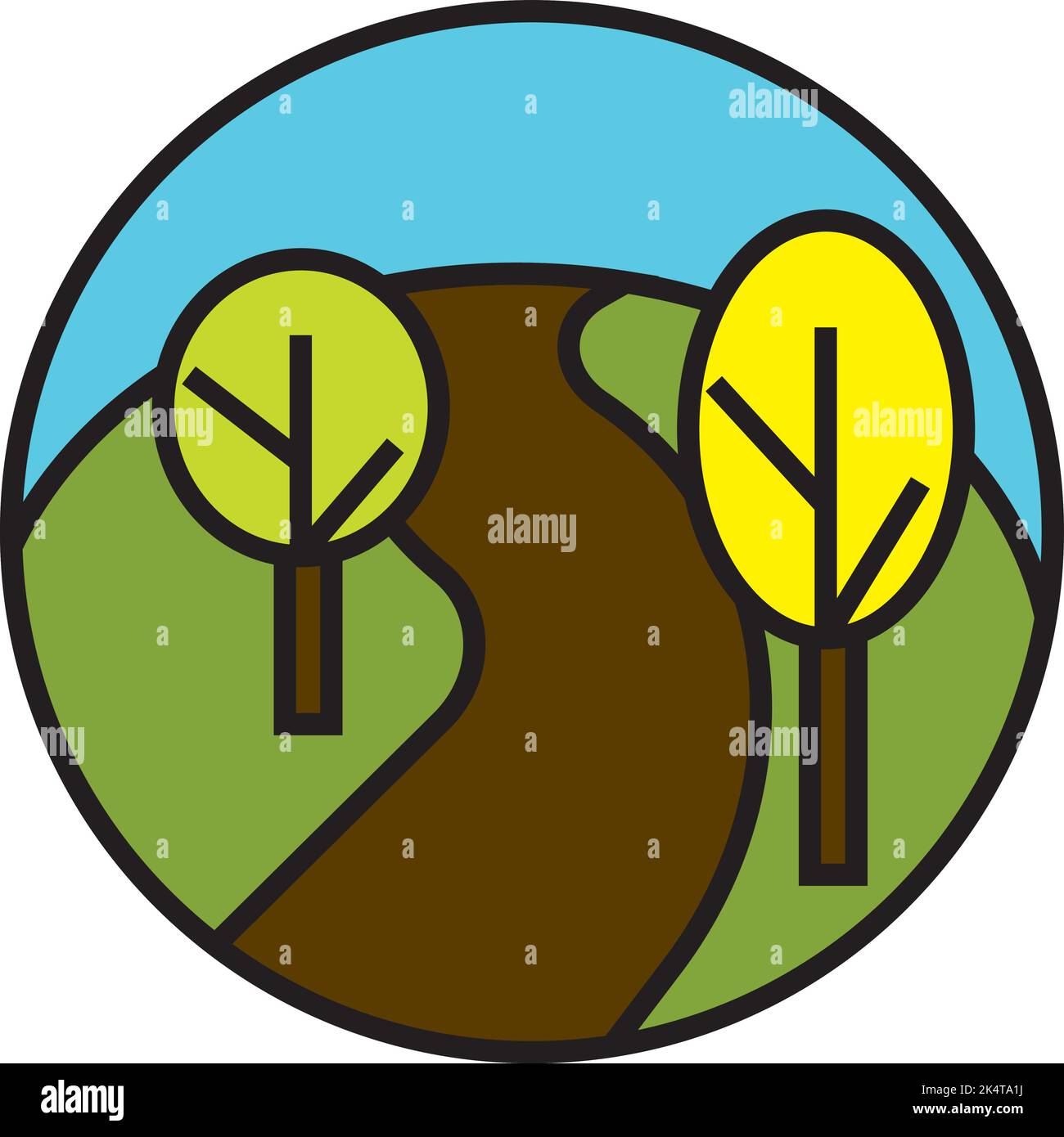 Dirt road landscape, illustration, vector on a white background Stock ...