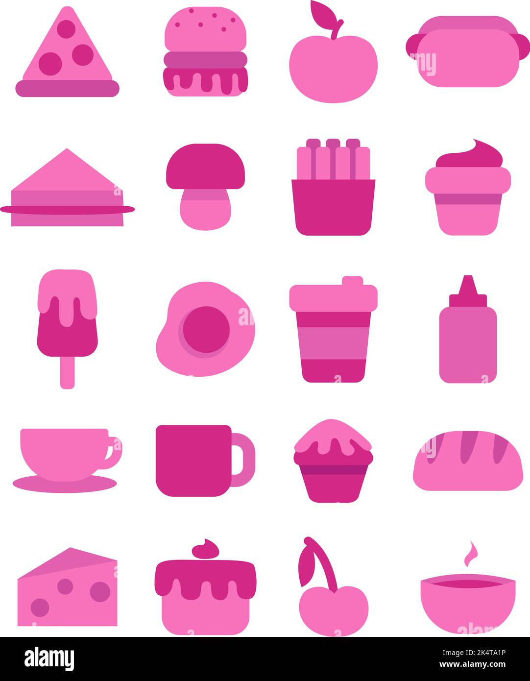 Pink food, illustration, vector on a white background Stock Vector ...