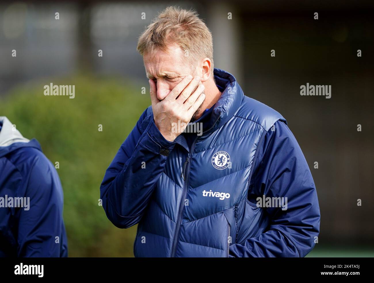Chelsea manager Graham Potter during a training session at The Cobham ...