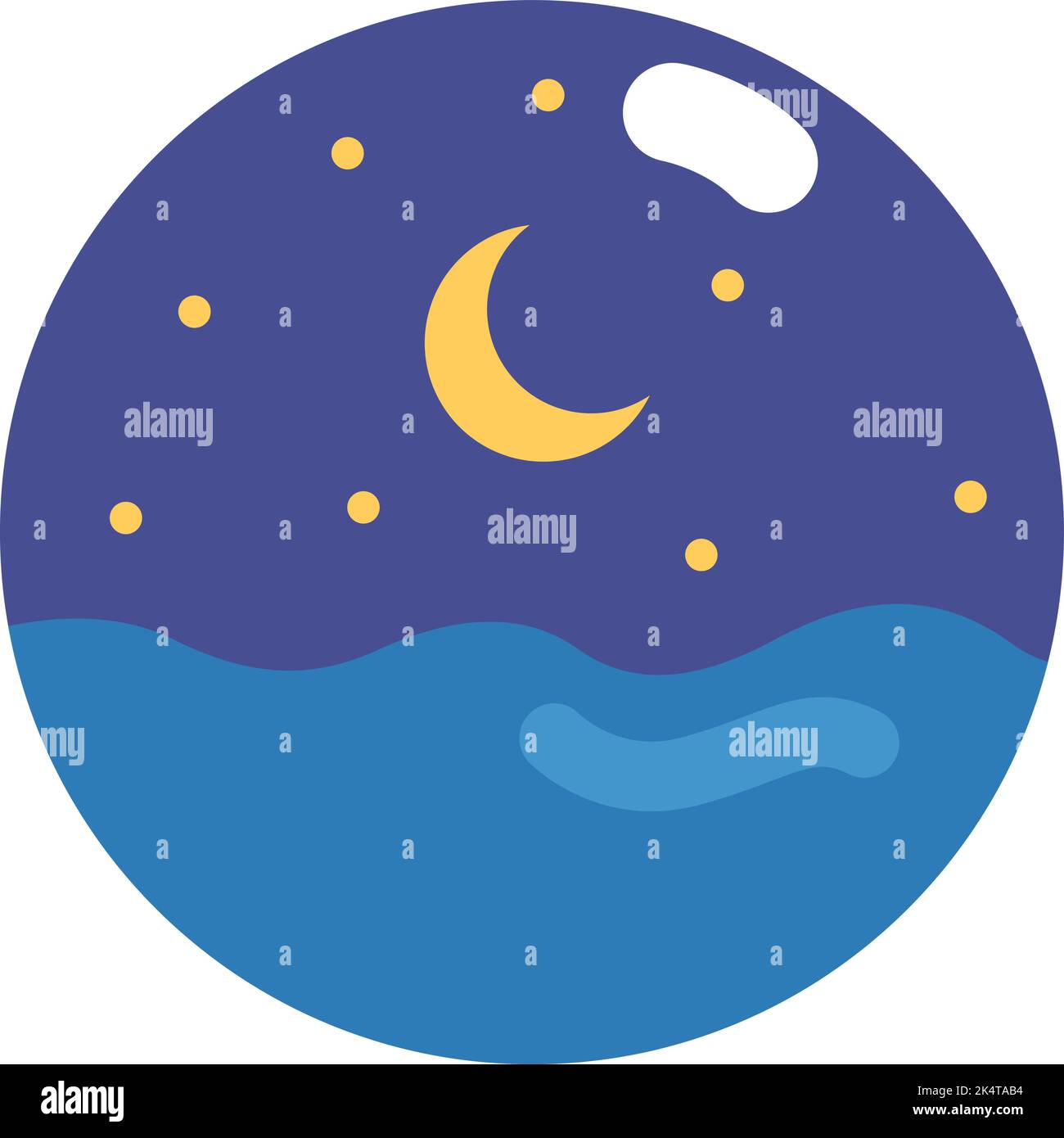 Sea night landscape, illustration, vector on a white background Stock ...