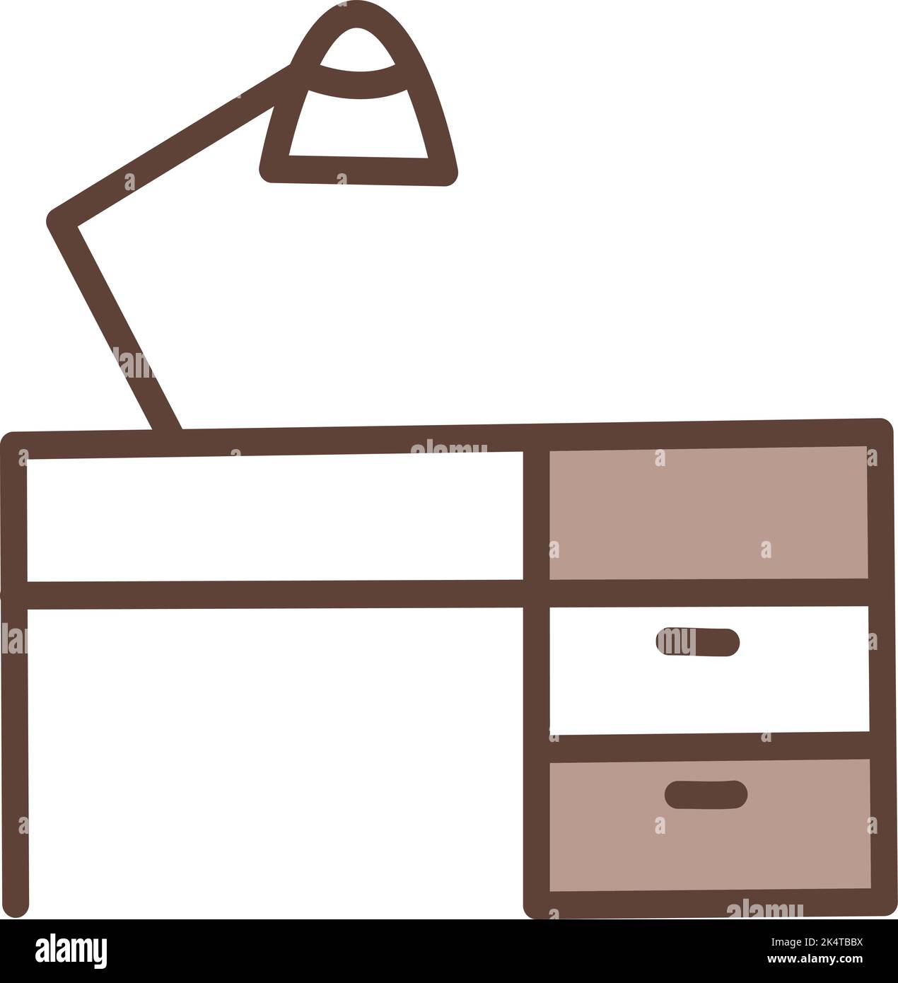 Wooden brown study table, illustration, vector on a white background ...
