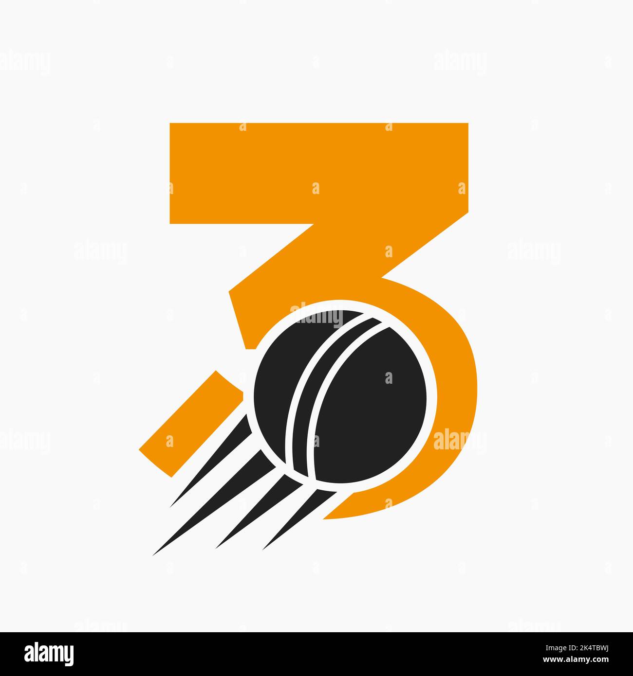 Letter 3 Cricket Logo Concept With Moving Cricket Ball Icon. Cricket ...