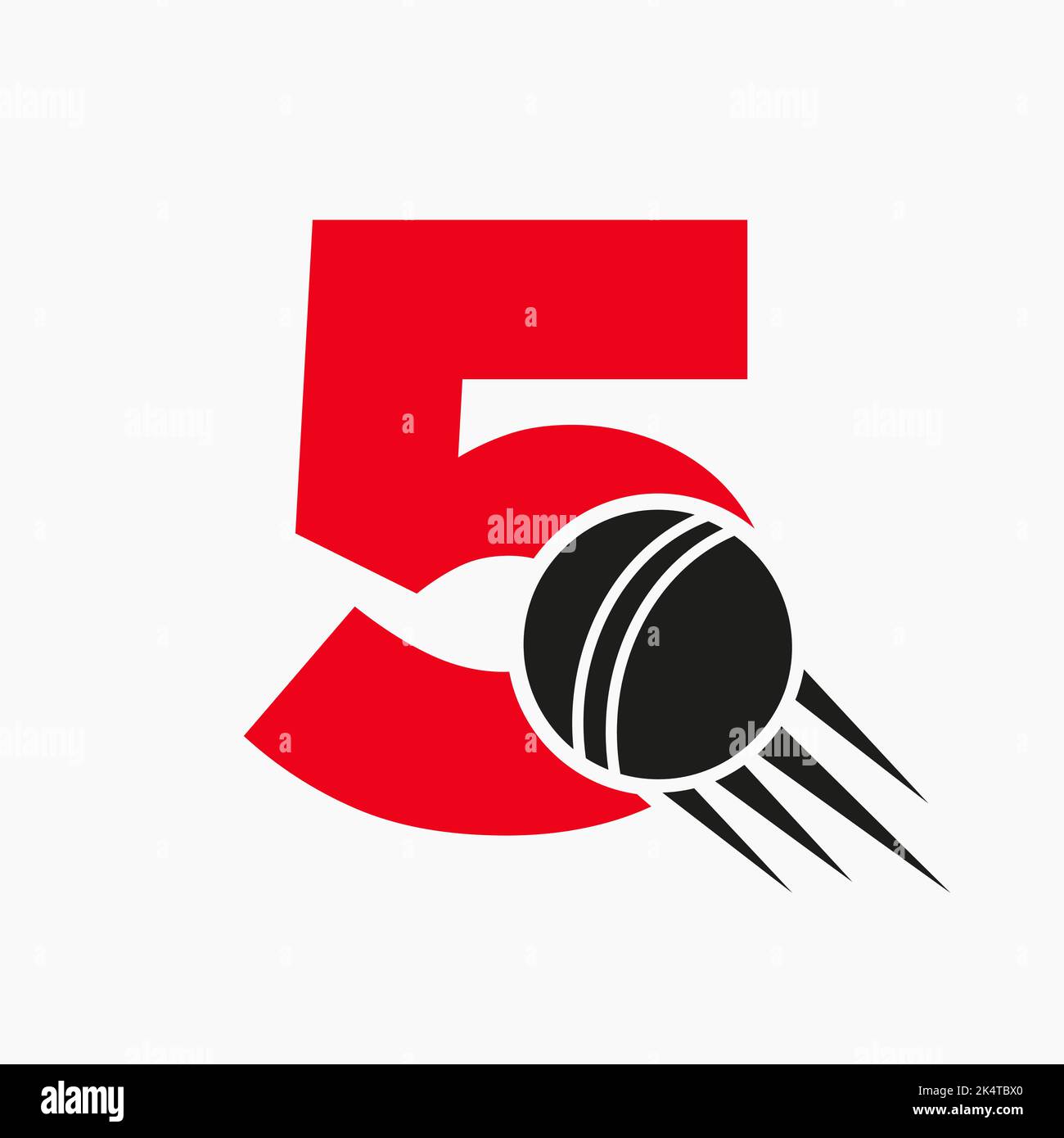 Letter 5 Cricket Logo Concept With Moving Cricket Ball Icon. Cricket ...