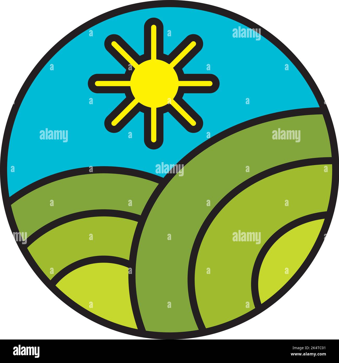 Sunny landscape, illustration, vector on a white background Stock ...