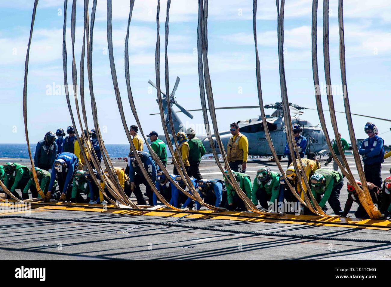 September 17, 2022 - Pacific Ocean - Sailors set up a barricade during ...