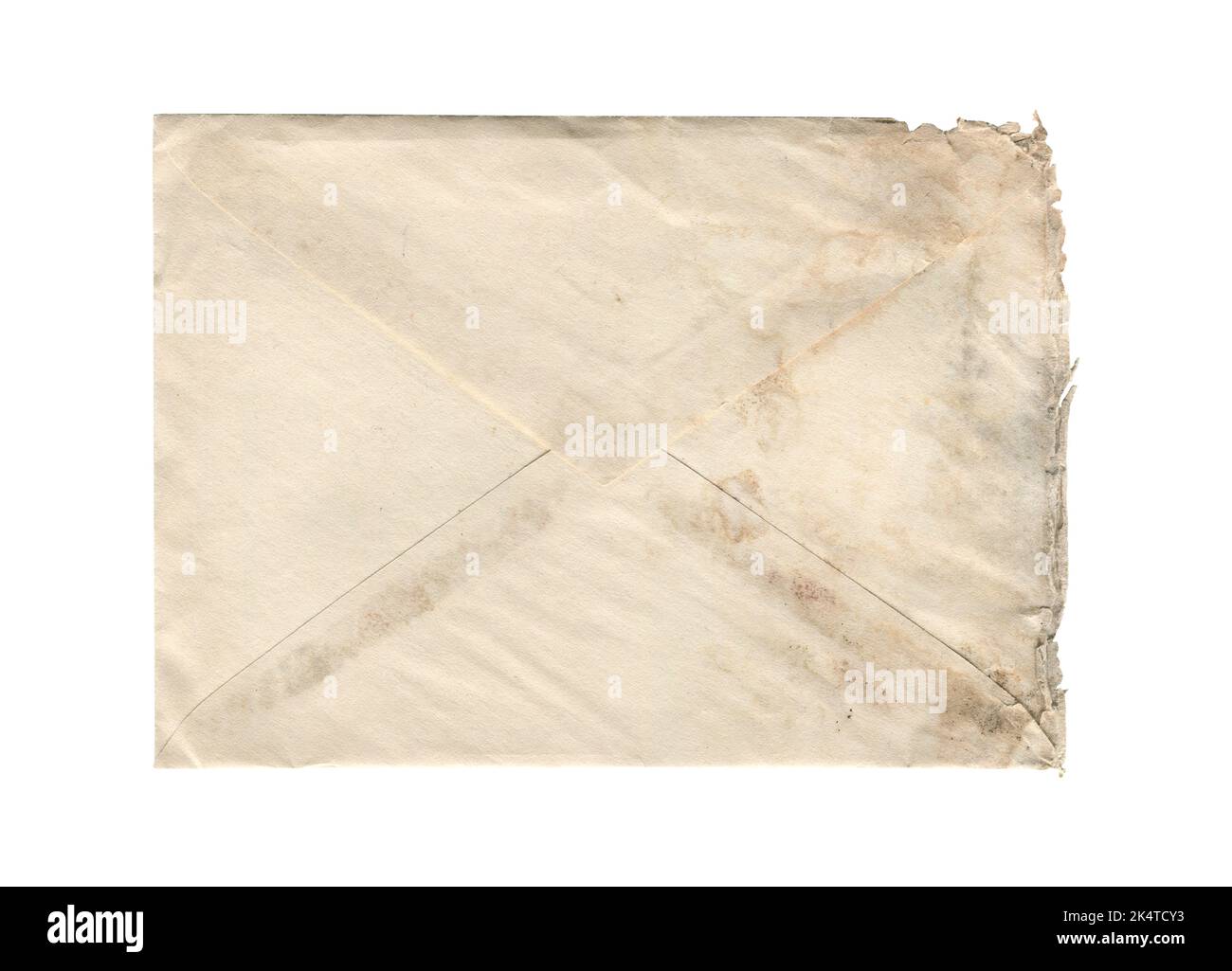 front view closeup of blank old aged vintage closed letter paper ...