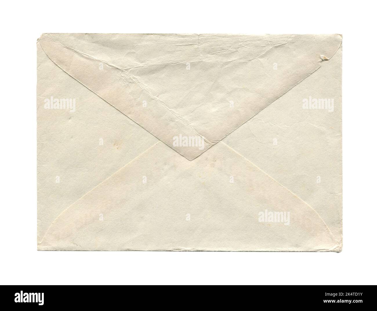 front view closeup of blank old aged vintage closed letter paper ...