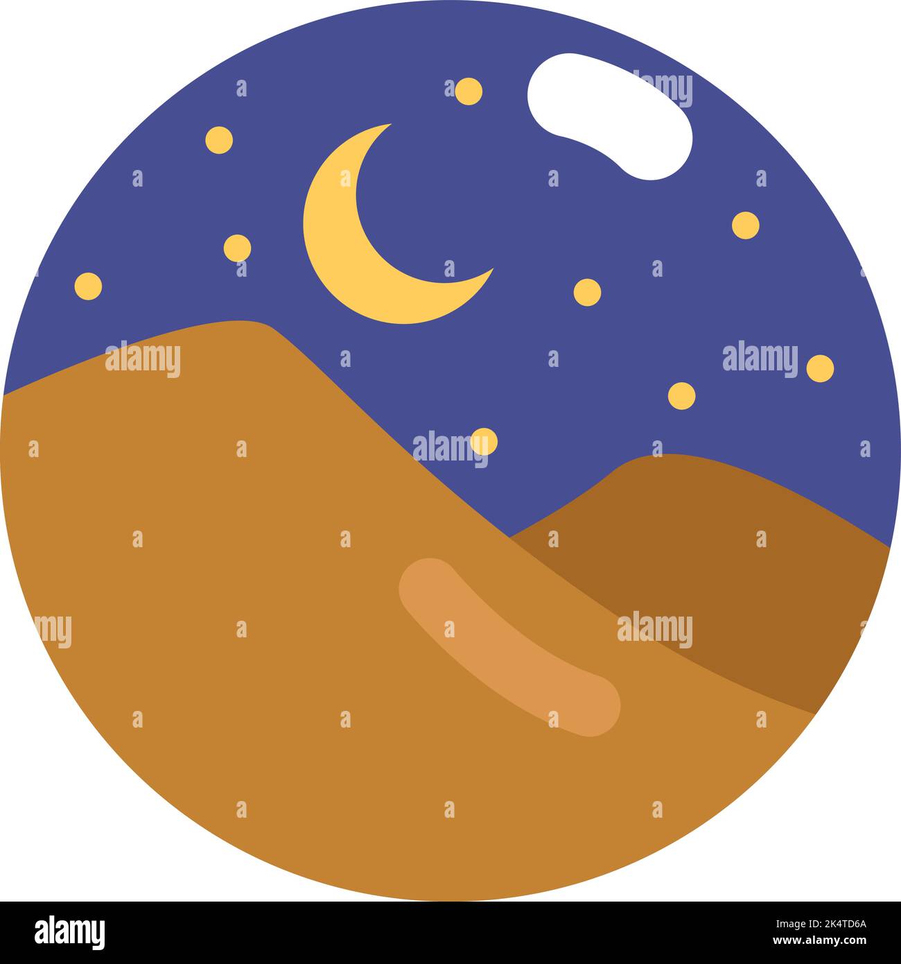 Night in the desert landscape, illustration, vector on a white ...