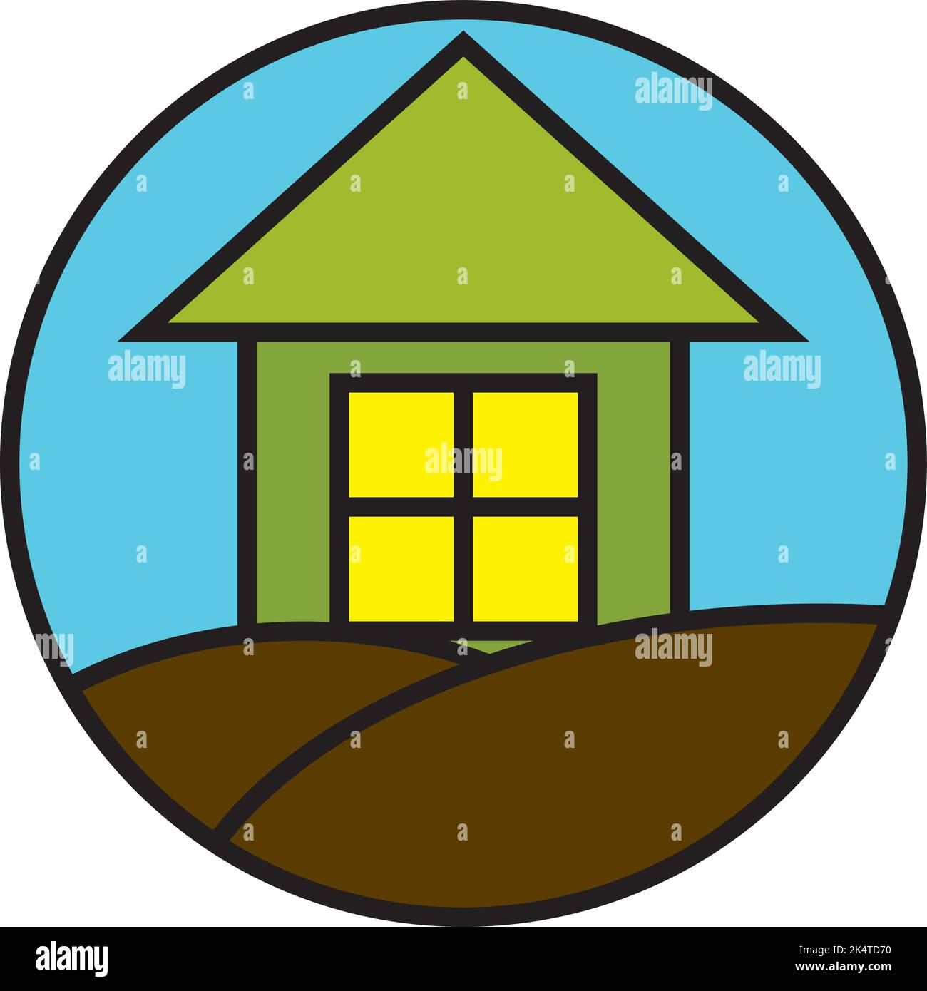 House on hill landscape, illustration, vector on a white background ...