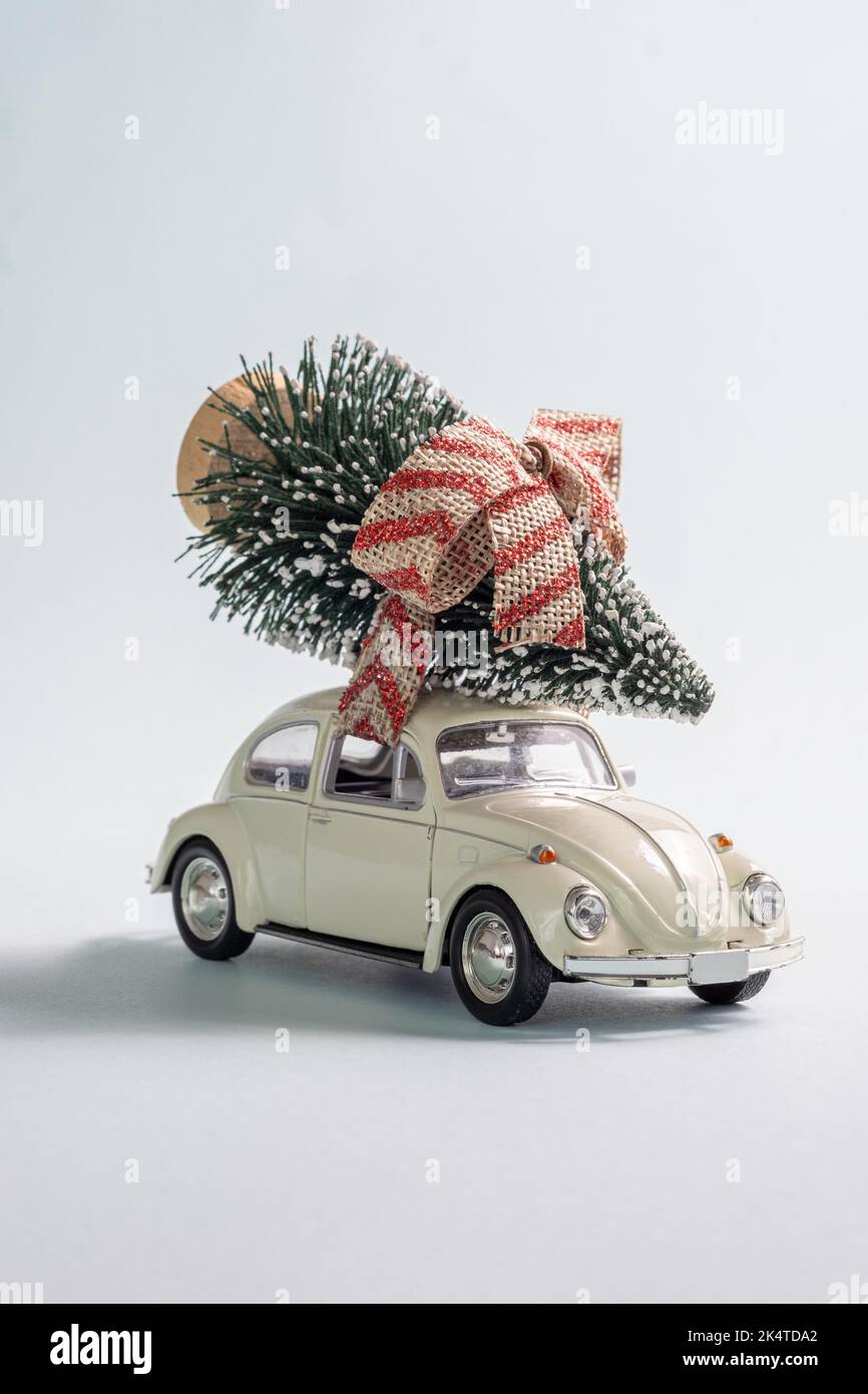 Christmas tree on car toy. Concept of Christmas celebration Stock Photo ...