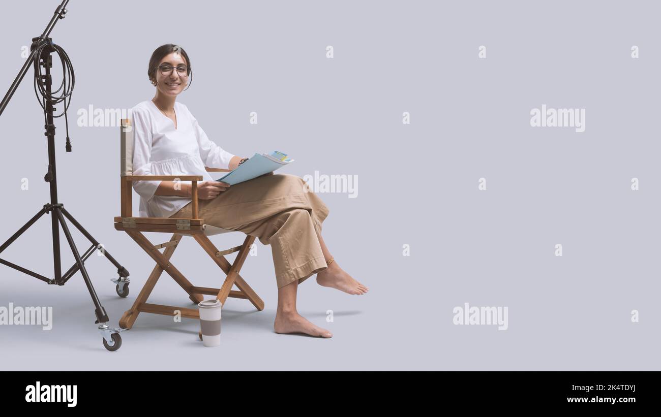 Young actress reading script director hi-res stock photography and ...