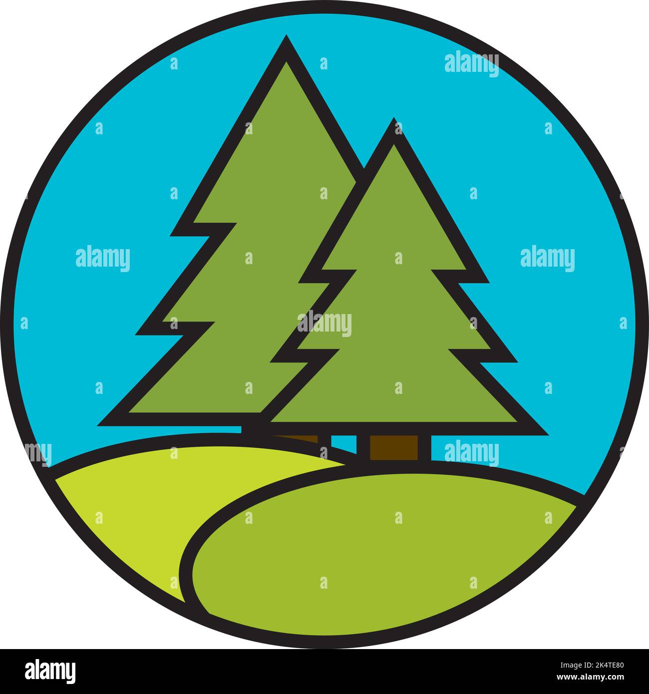 Woods landscape, illustration, vector on a white background Stock ...