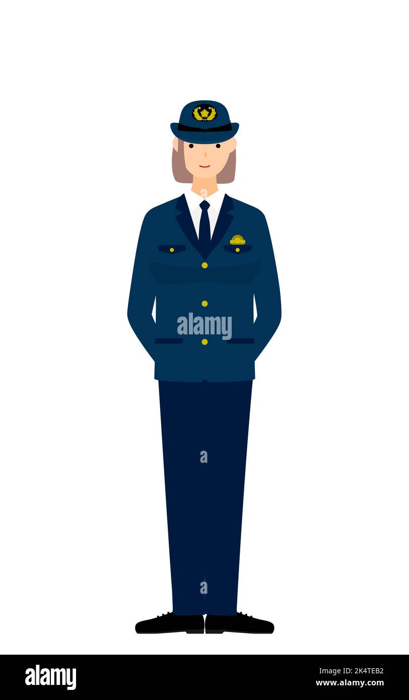 Young female police officer posing, Standing with hands behind back ...