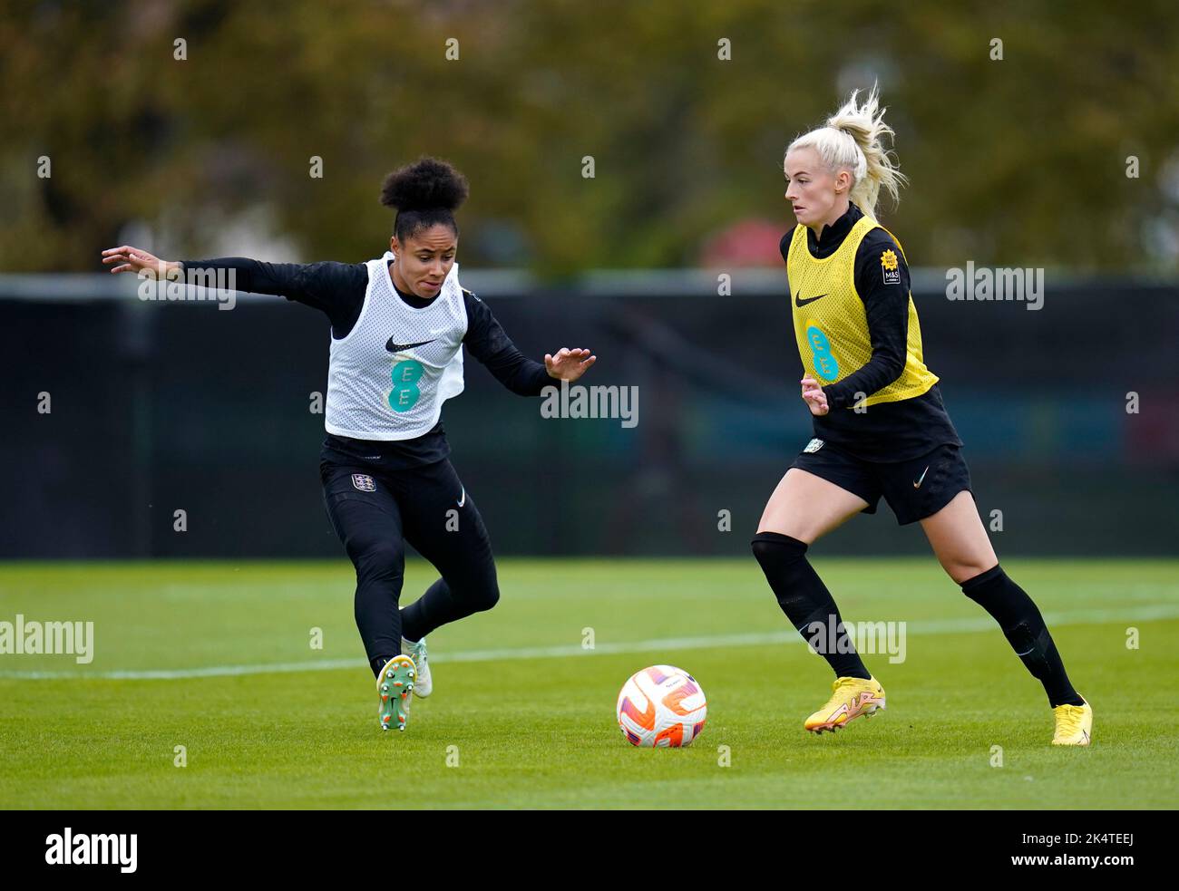 England's Demi Stokes and Chloe Kelly during a training session at The ...