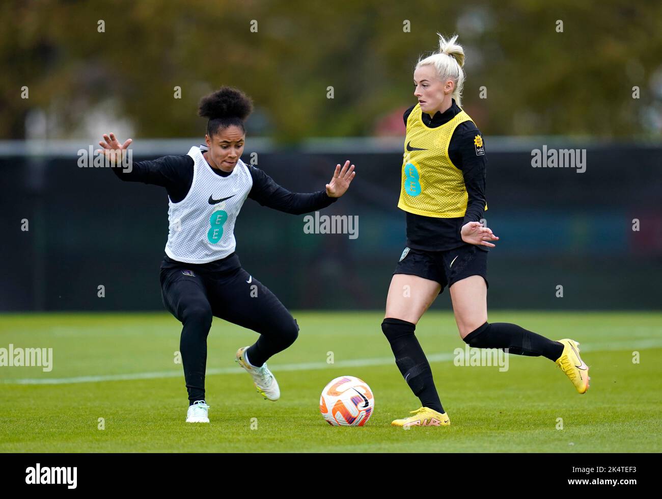 England's Demi Stokes and Chloe Kelly during a training session at The ...