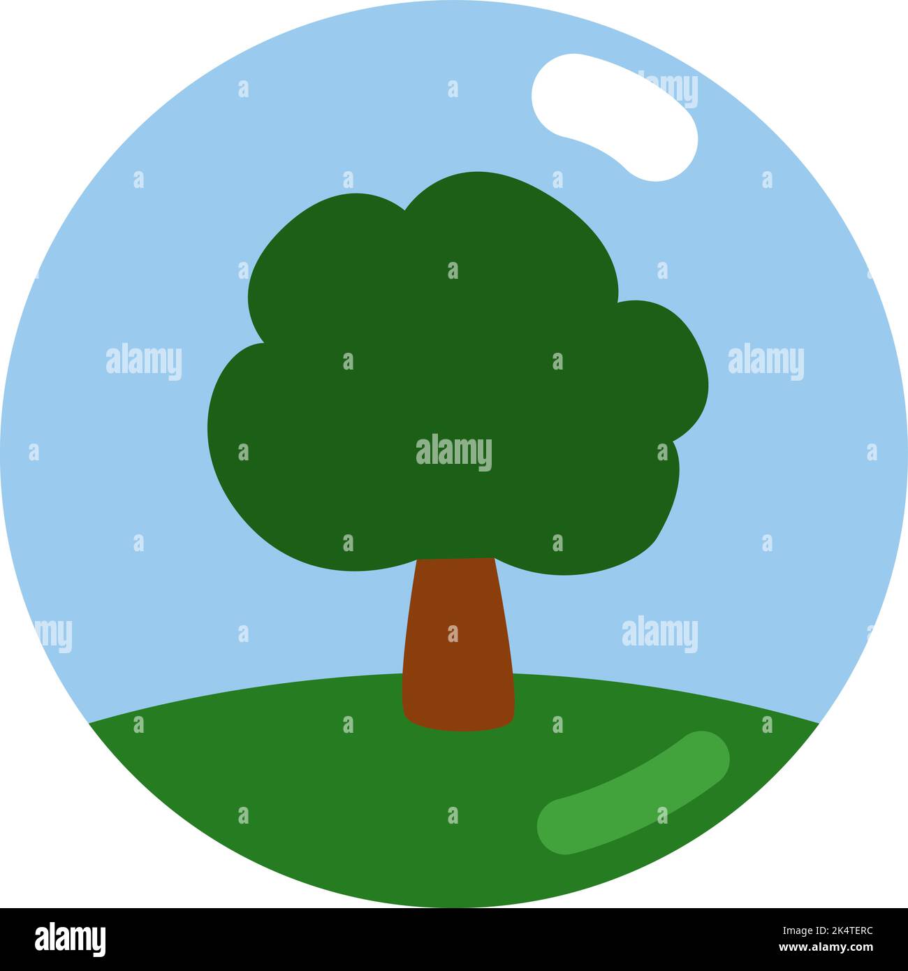 Green tree landscape, illustration, vector on a white background Stock ...