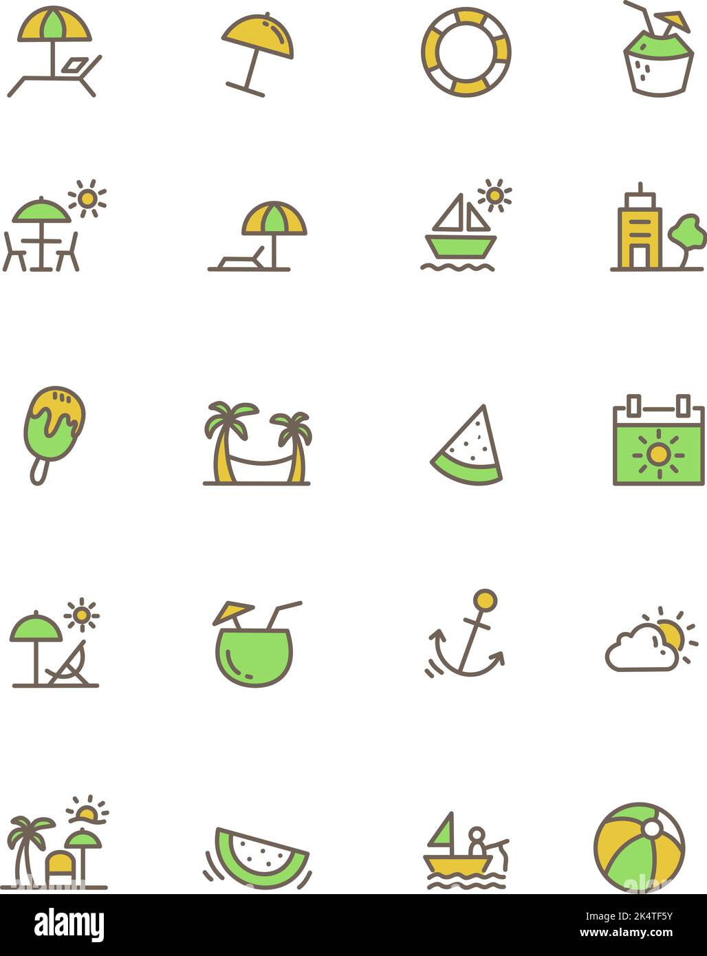 Summer icon pack, illustration, vector on a white background Stock ...