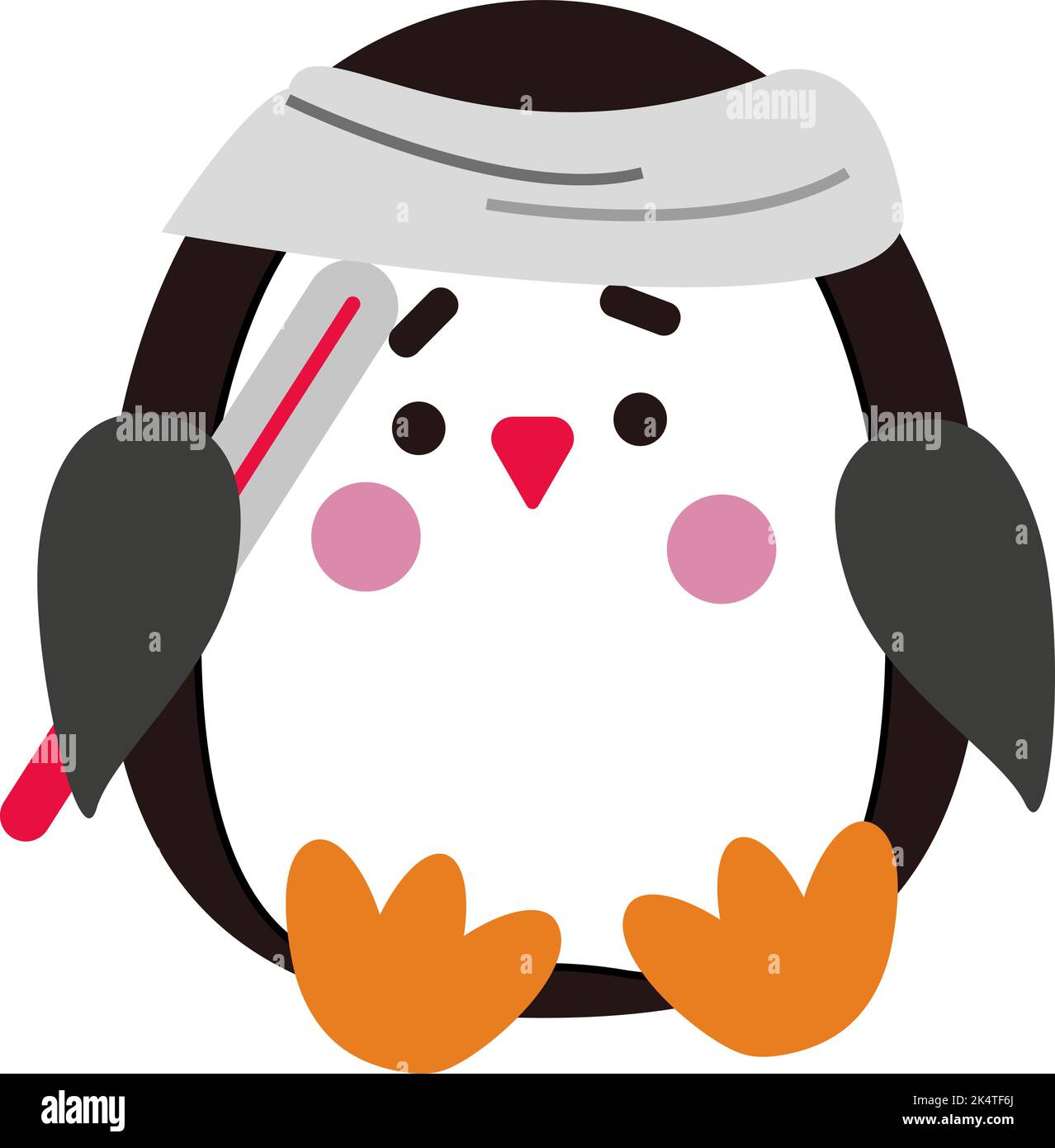 Sick penguin, illustration, vector on a white background Stock Vector ...