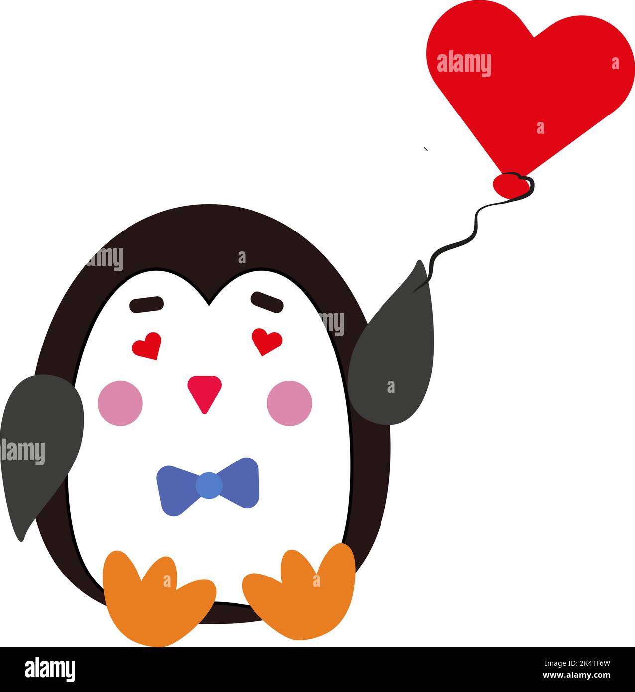 Penguin with heart, illustration, vector on a white background Stock ...