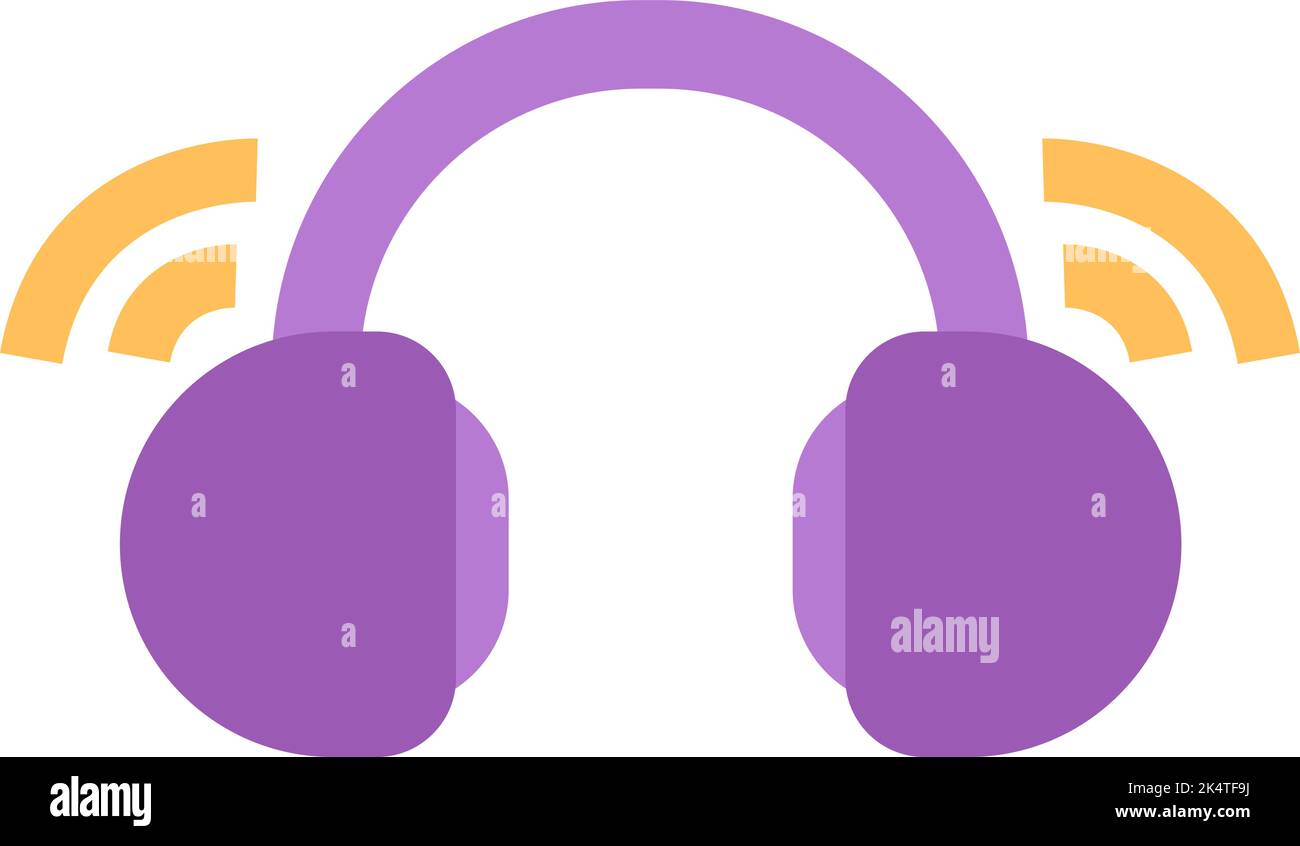Purple headphones, illustration, vector on a white background Stock ...
