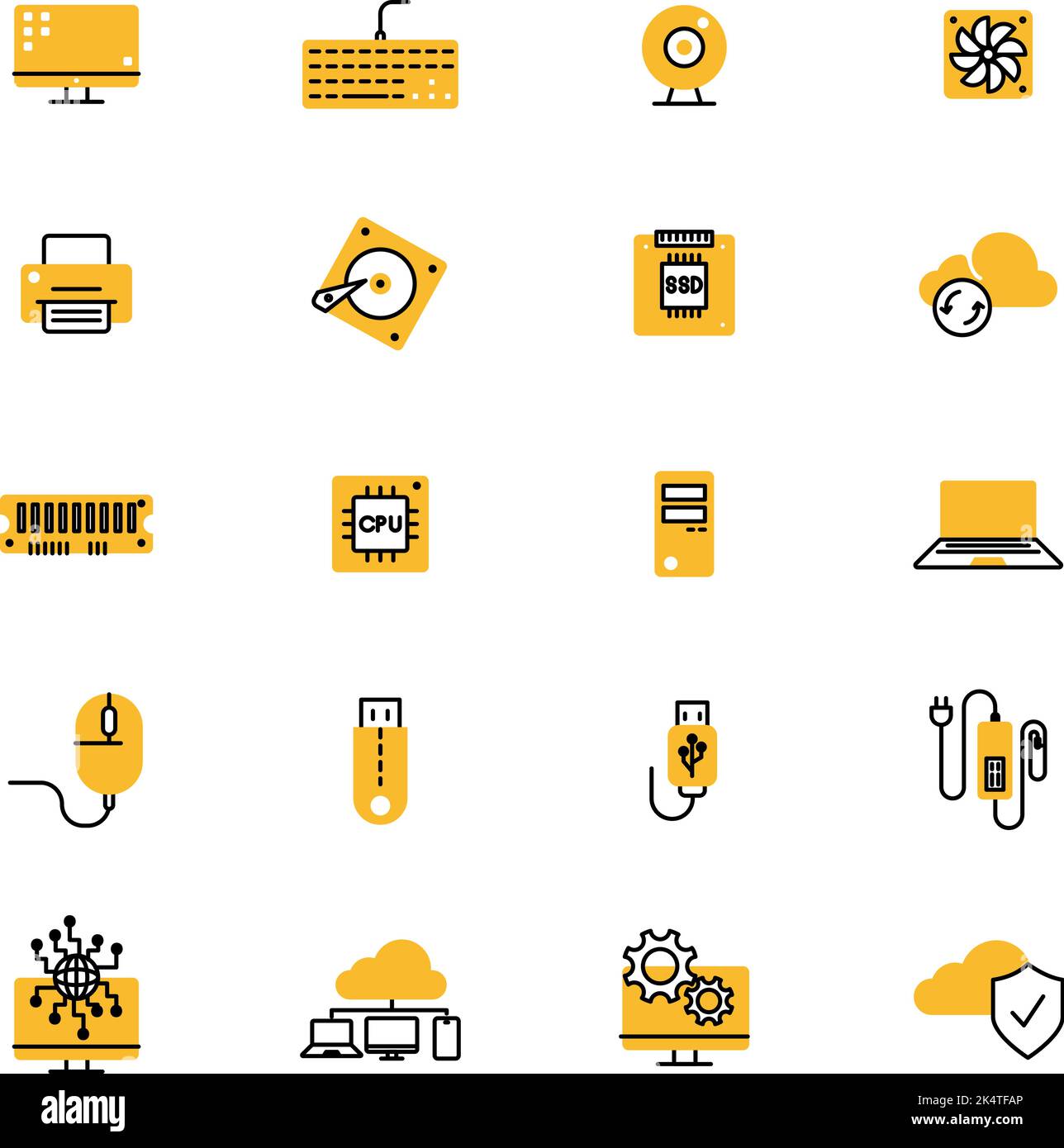 PC Set, illustration, vector on a white background Stock Vector Image ...