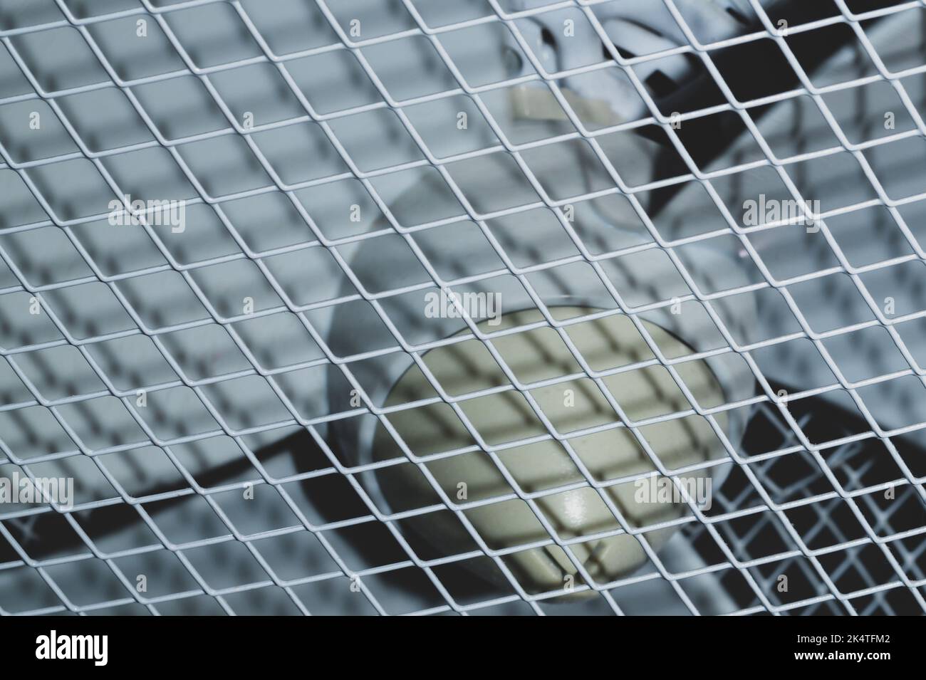 Protection grid of desk fan close up. air ventilation system Stock ...