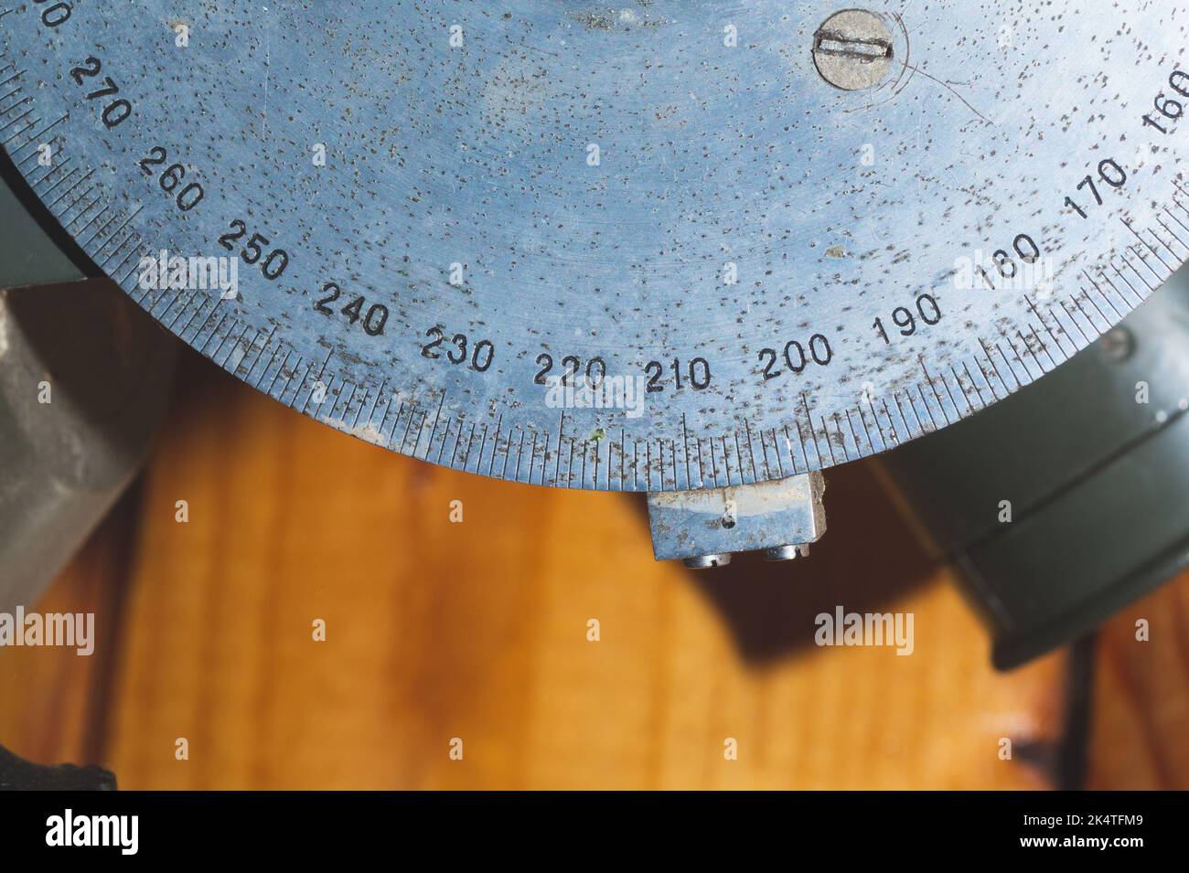 Round scale of angle measurement from vintage telescope Stock Photo - Alamy