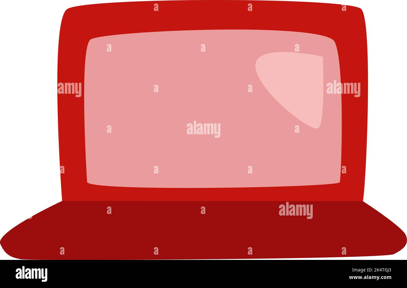 Red office laptop, illustration, vector on a white background Stock ...