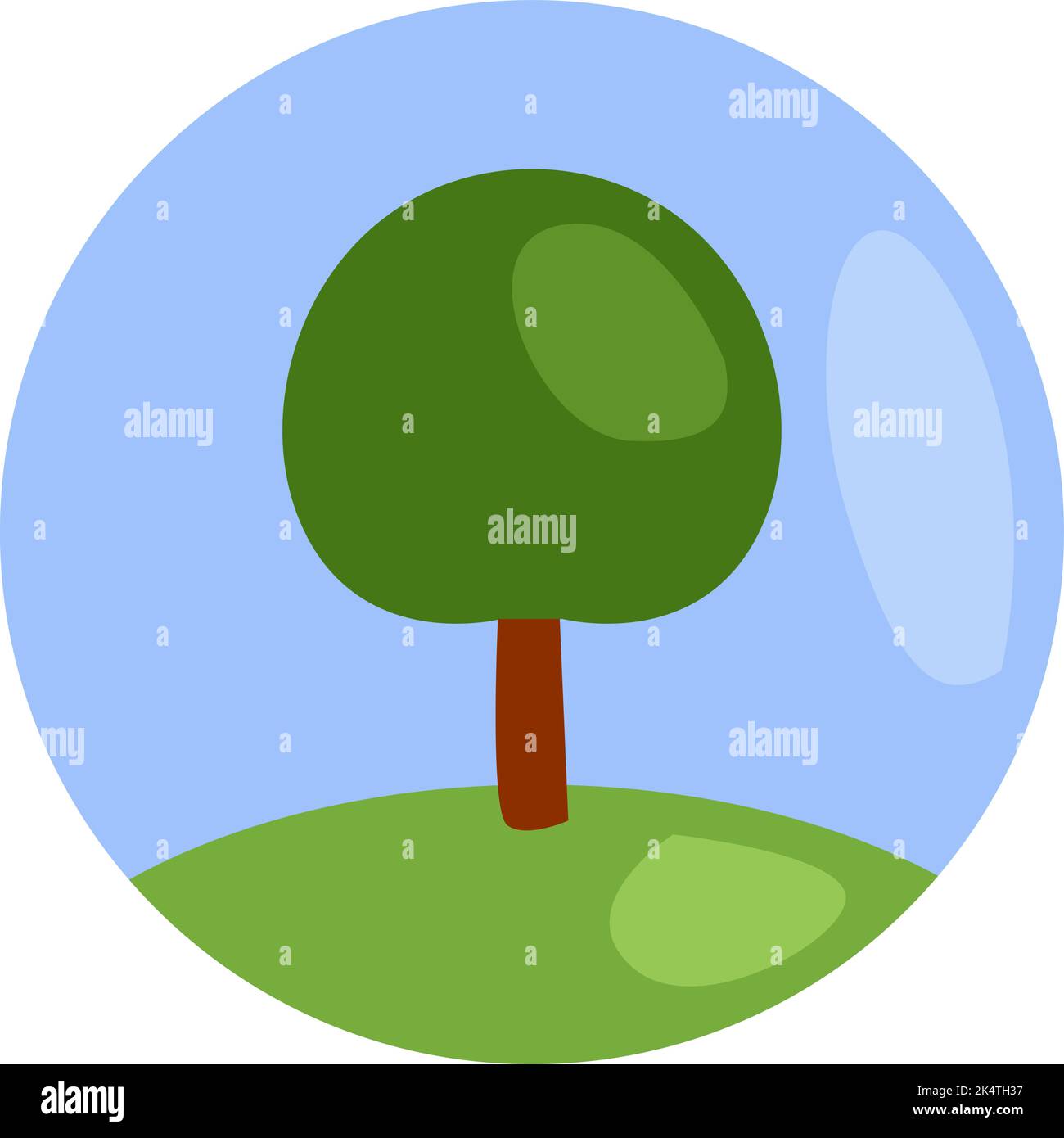 Green tree in spring season, illustration, vector on a white background ...