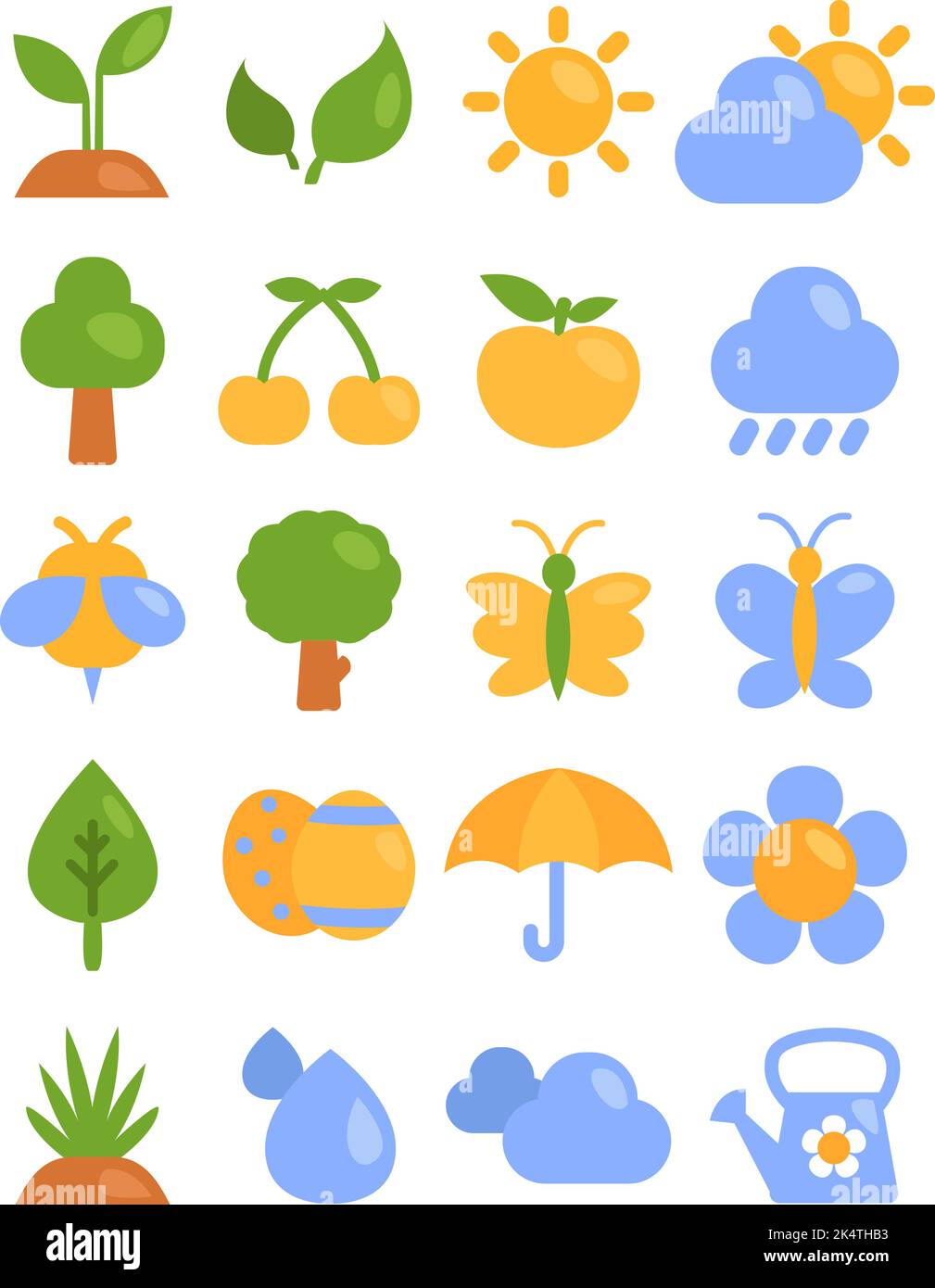 Spring icon pack, illustration, vector on a white background Stock ...
