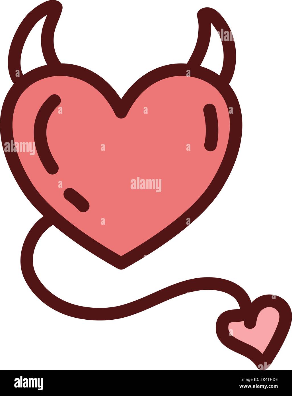 Valentines day devil heart, illustration, vector on a white background ...
