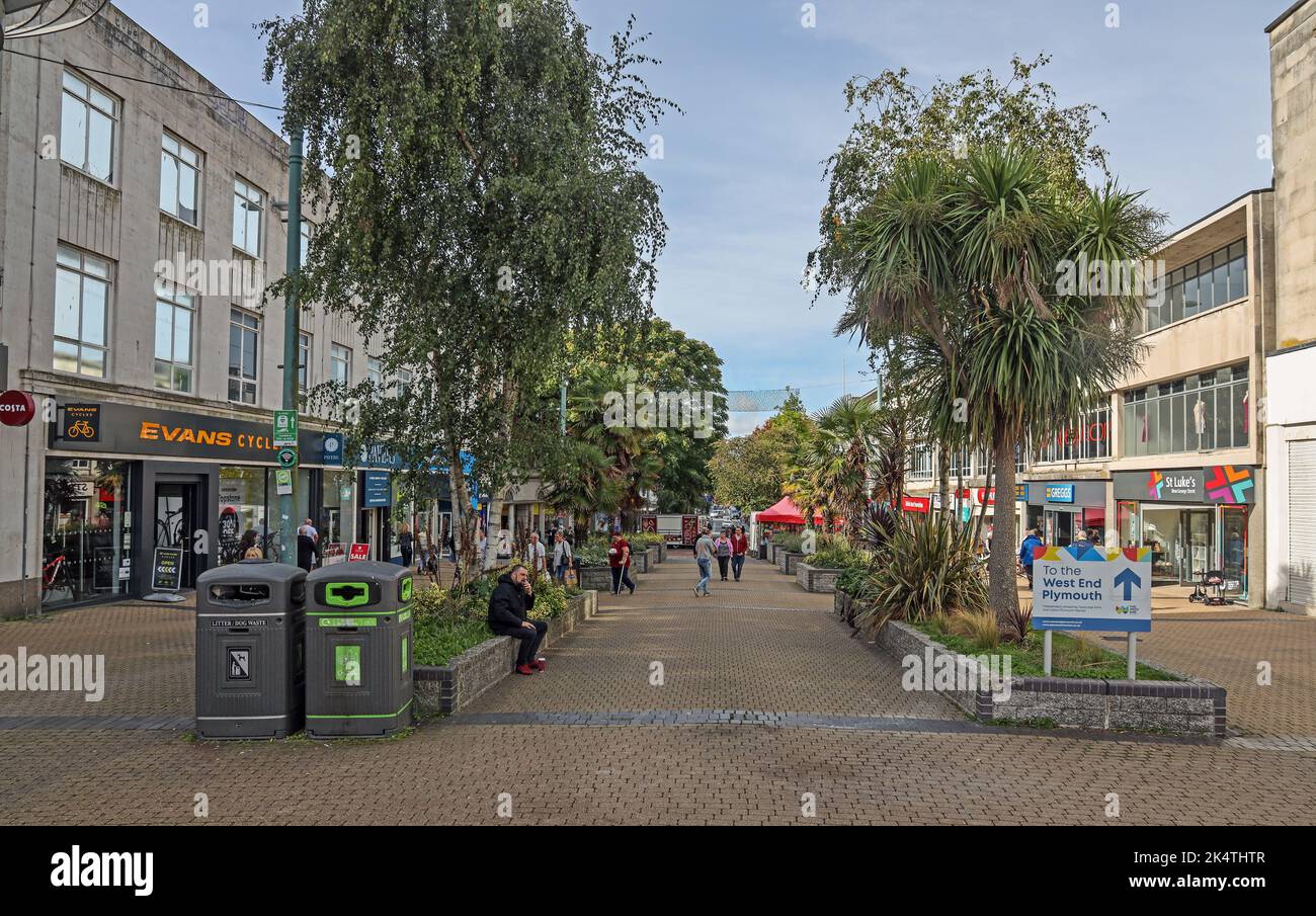 The West End of Plymouth’s New George Street from Armada Way. Trees ...