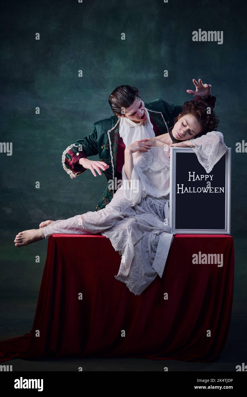 Biting man woman dracula hi-res stock photography and images - Alamy