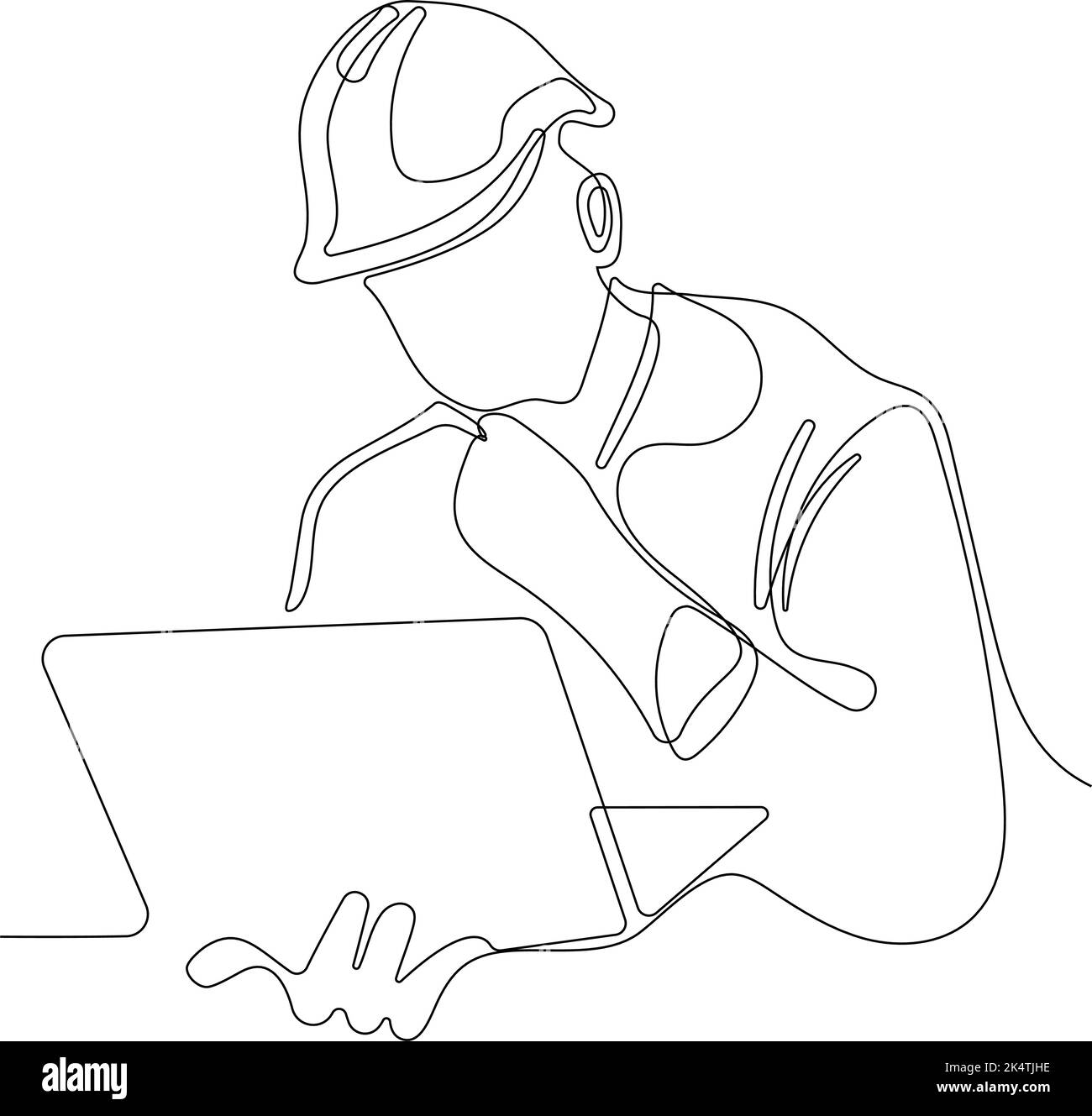 construction manager and engineer working on building site. Vector ...