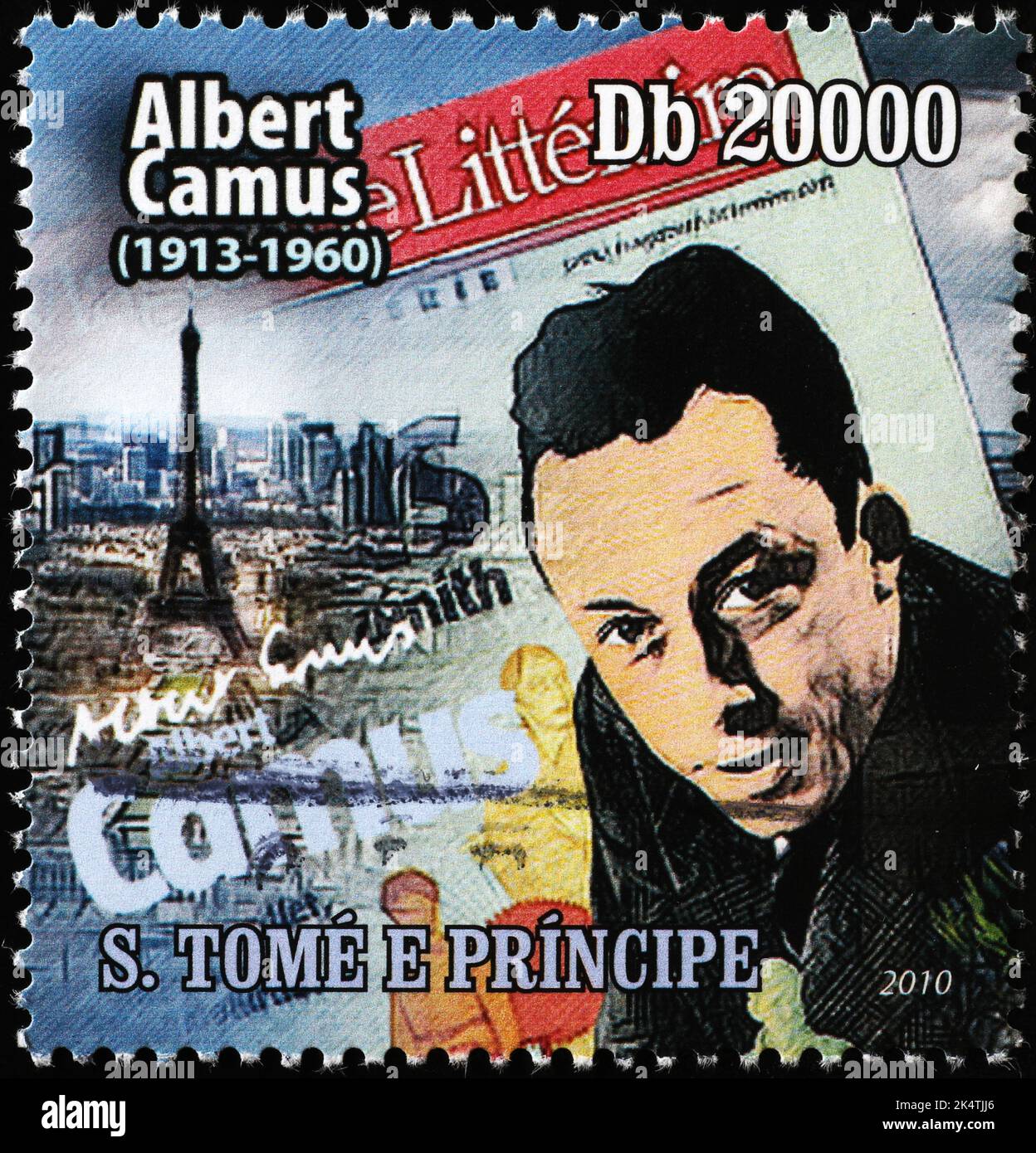 Albert Camus portrait on stamp of Liberia Stock Photo - Alamy