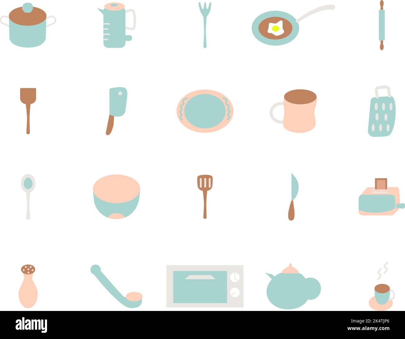 Things in the kitchen, illustration, vector, on a white background ...