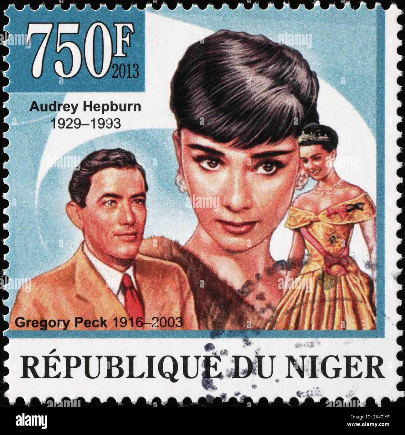 Audrey Hepburn and Gregory Peck on postage stamp Stock Photo - Alamy