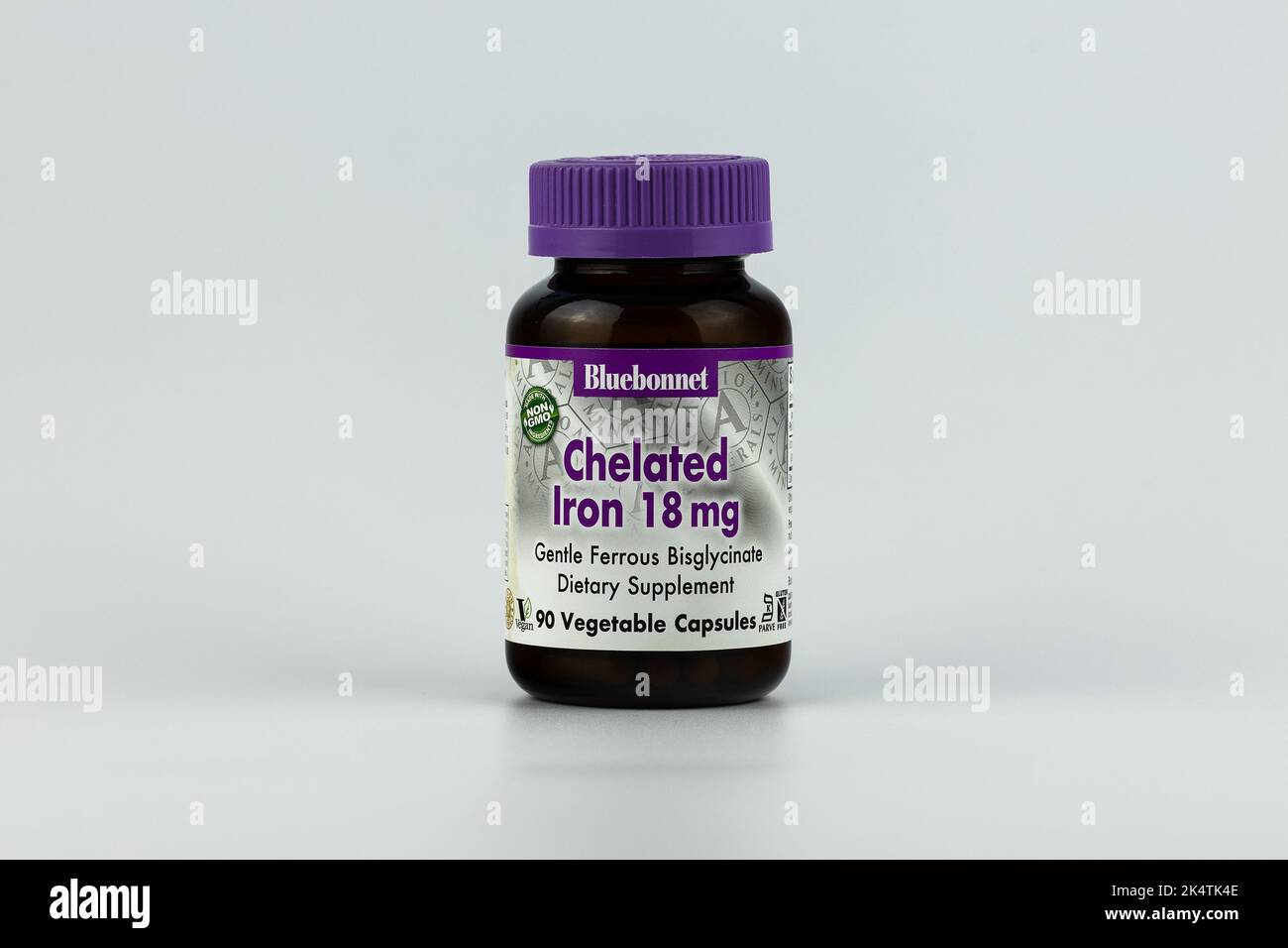 iron (chelated iron) caspsules editorial. dietary supplement in the jar ...