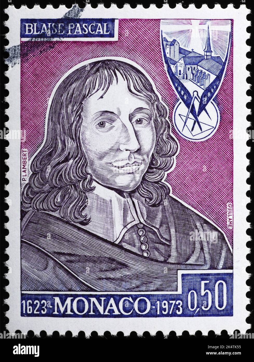 Blaise Pascal on old postage stamp of Monaco Stock Photo - Alamy