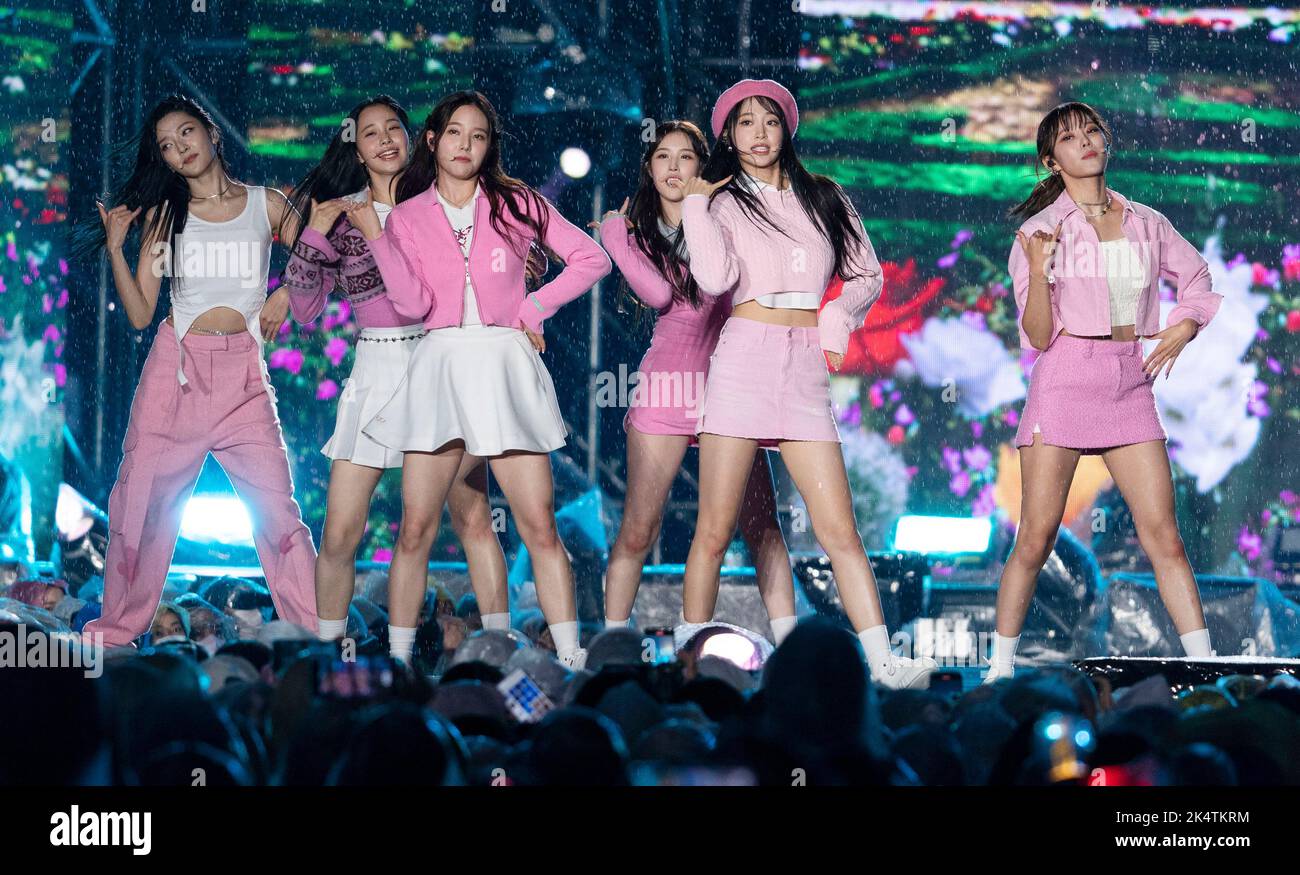 2 October 2022 - Seoul, South Korea : South Korean K-Pop girl group Weekly, performs on the ...
