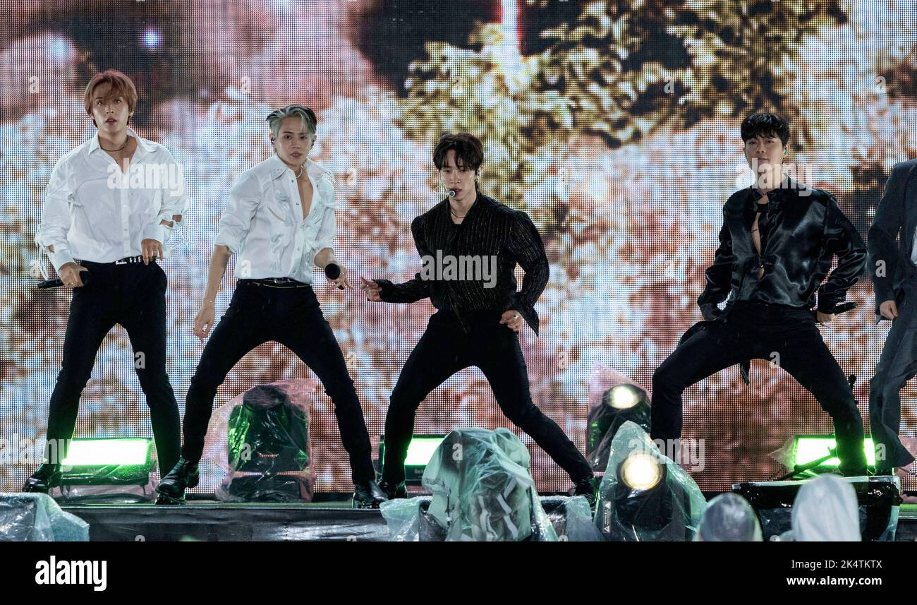 Seoul, South Korea. 2nd Oct, 2022. South Korean K-Pop boys band Highlight, performs on the stage ...
